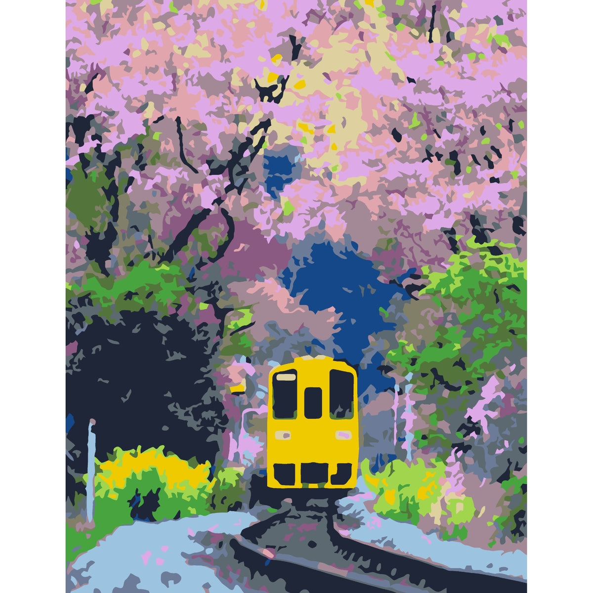 Bright Train – Paint by Numbers Kit | Artwille | 14x18 inch Canvas ...