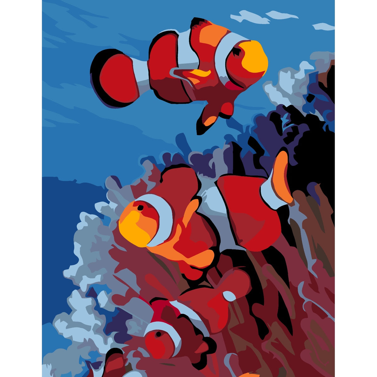 Fish in Coral – Paint by Numbers Kit | Artwille | 14x18 inch Canvas ...