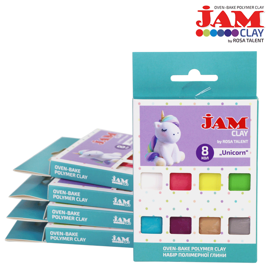 Polimer clay, set "Unicorn", 8x20g, Jam Clay, ROSA TALENT – Fainotoys